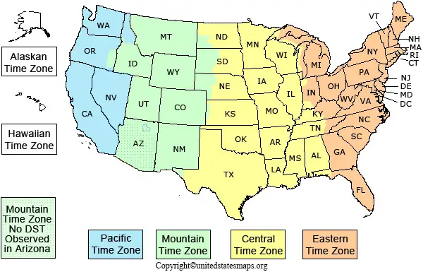 Us Time Zone Map Printable Us Time Zone Map With States Cities In Pdf 