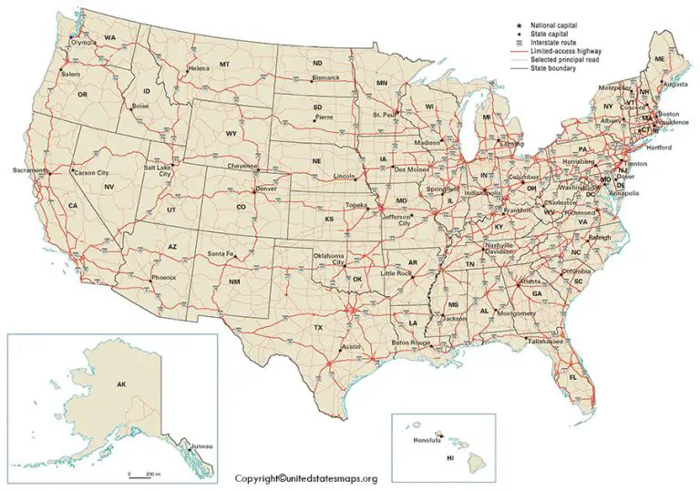 US Interstate Map | Interstate Map of America in PDF