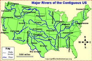 US Rivers Map Printable in PDF [River Map of US]