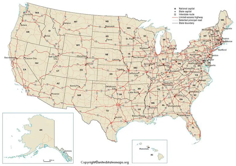 Road Map of US in Pdf (US Road Map Printable)