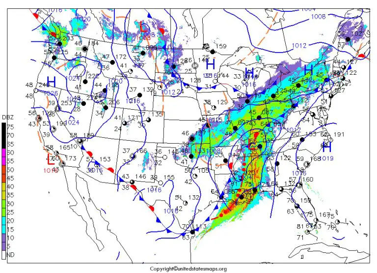 US Surface Weather Map | Surface Weather Map of US