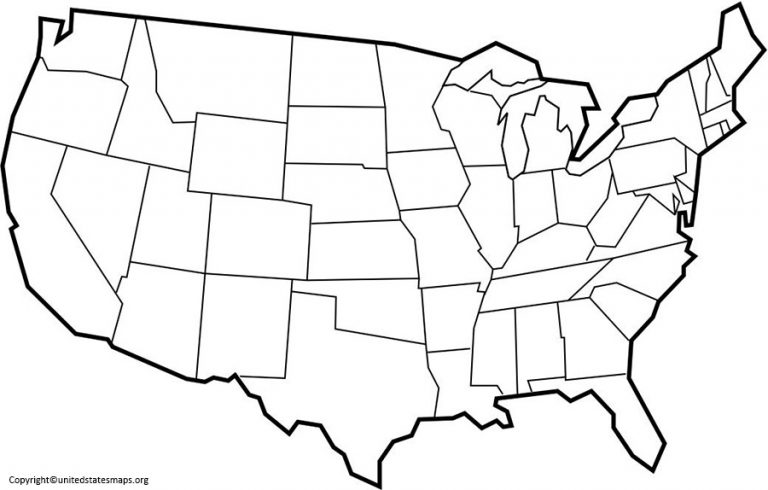 Printable & Blank Map of USA - Outline, Worksheets in PDF