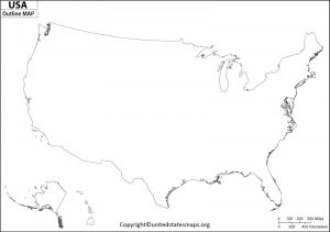 Printable & Blank Map of USA - Outline, Worksheets in PDF