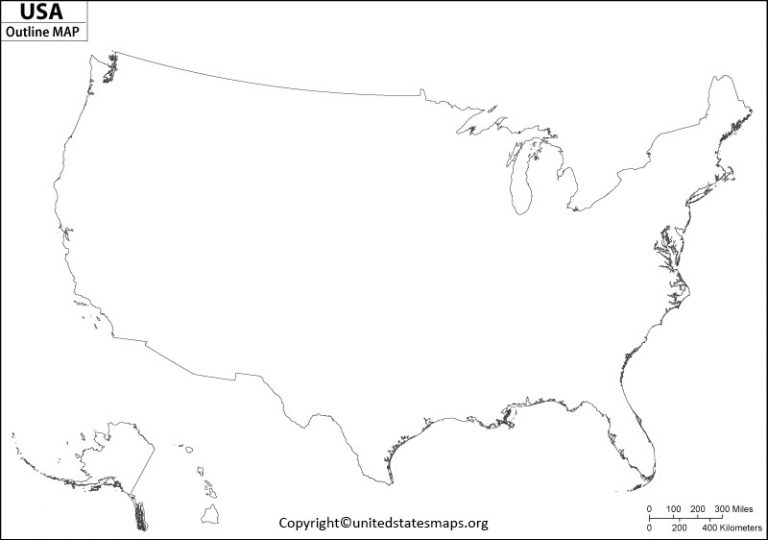 Printable & Blank Map of USA - Outline, Worksheets in PDF