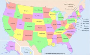 US Map Labeled with States & Cities in PDF