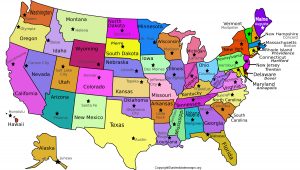 US Map Labeled with States & Cities in PDF
