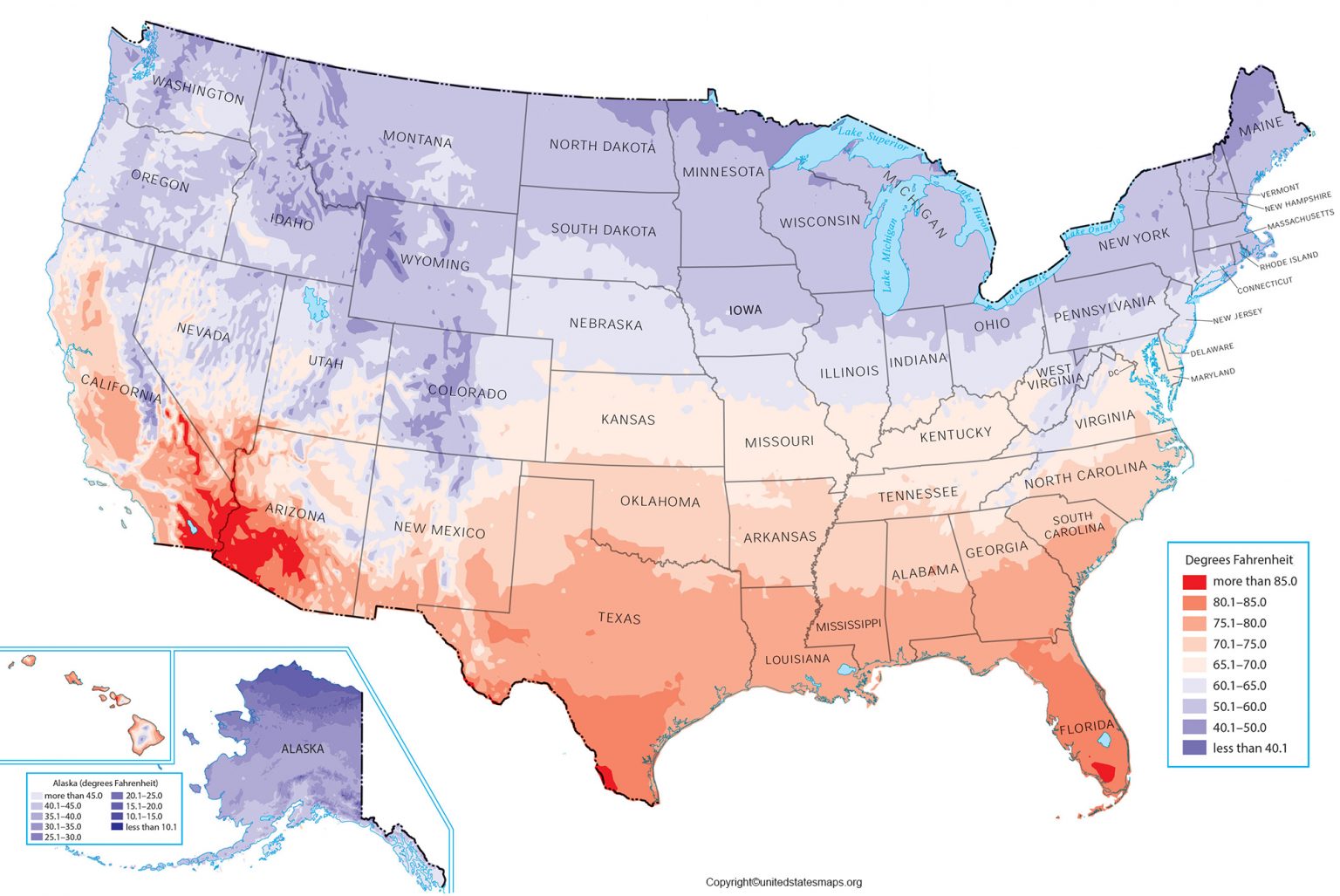 US Temperature Map | Temperature Map of United States