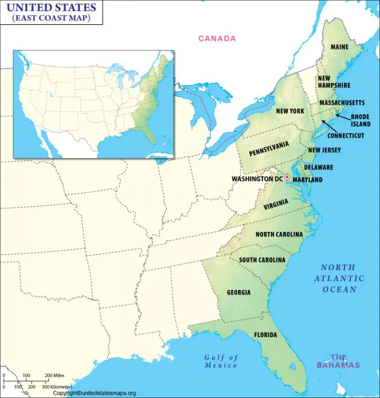 US East Coast Map | East Coast Map Of United States