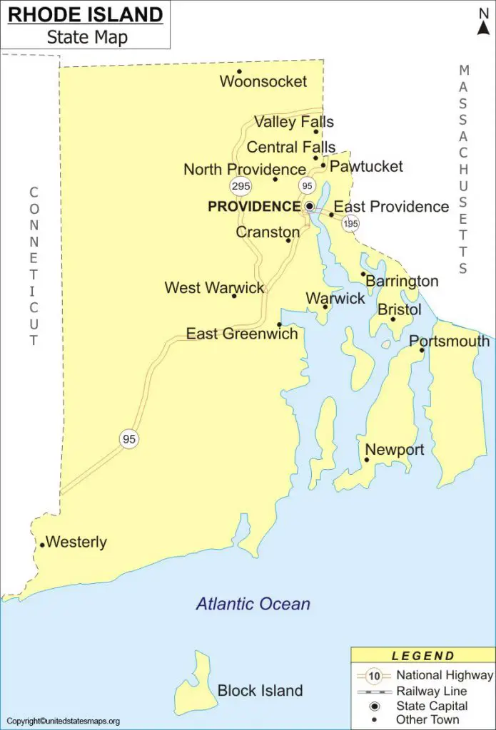 Labeled Rhode Island Map With Capitals And Cities in Pdf