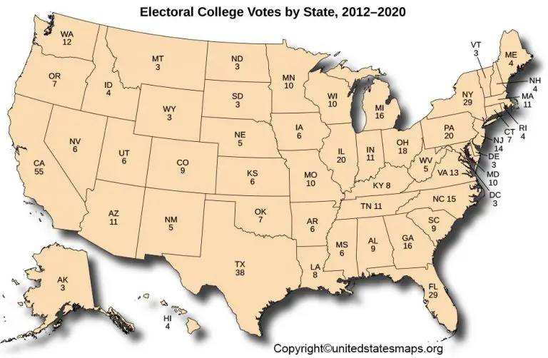 US Electoral Map | US Electoral College Map Printable