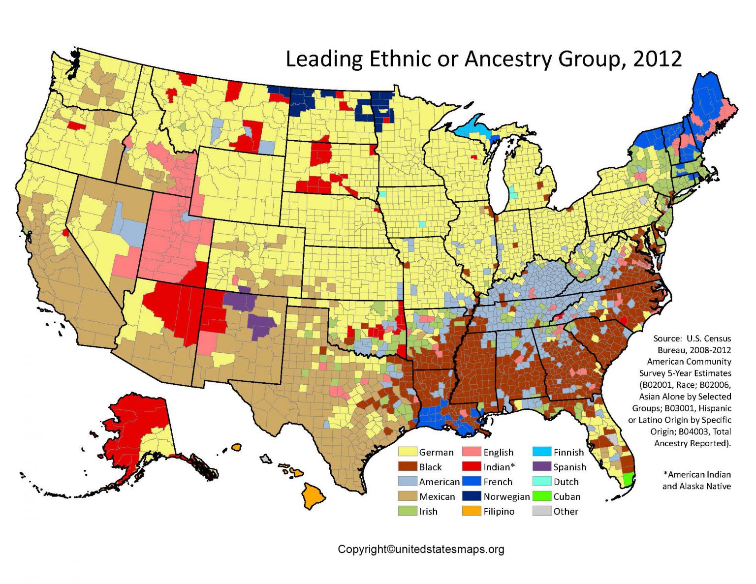 US Ethnicity Map | Ethnicity Map of USA [United States]