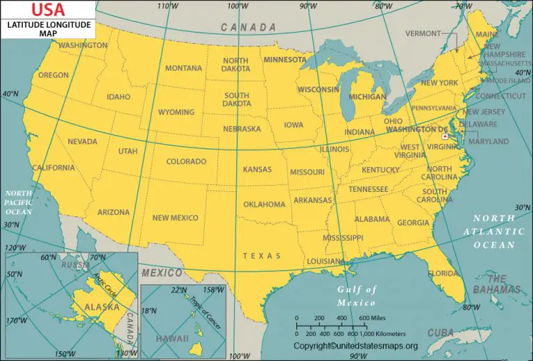 US Latitude Map | USA Map with Latitude Lines