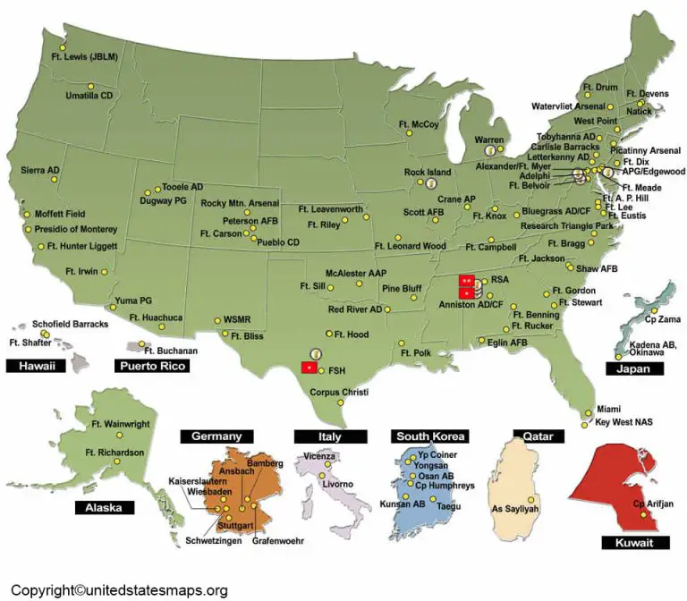 US Military Bases Map | US Military Installations Map