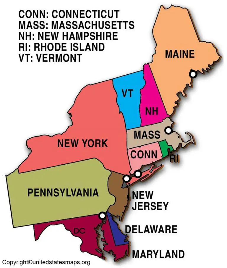 Map of Northeast US | Road Map of Northeast US States