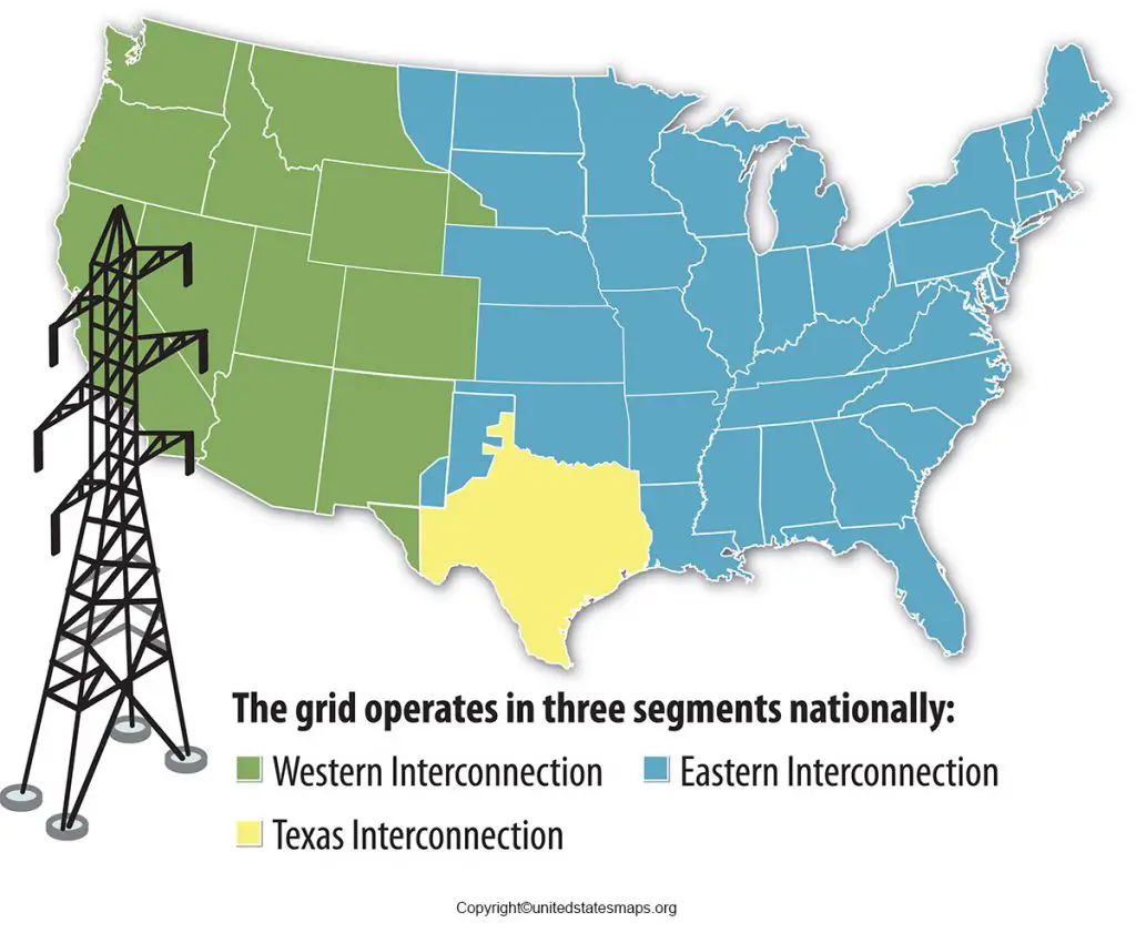 Power Grid Map Of US United States Maps