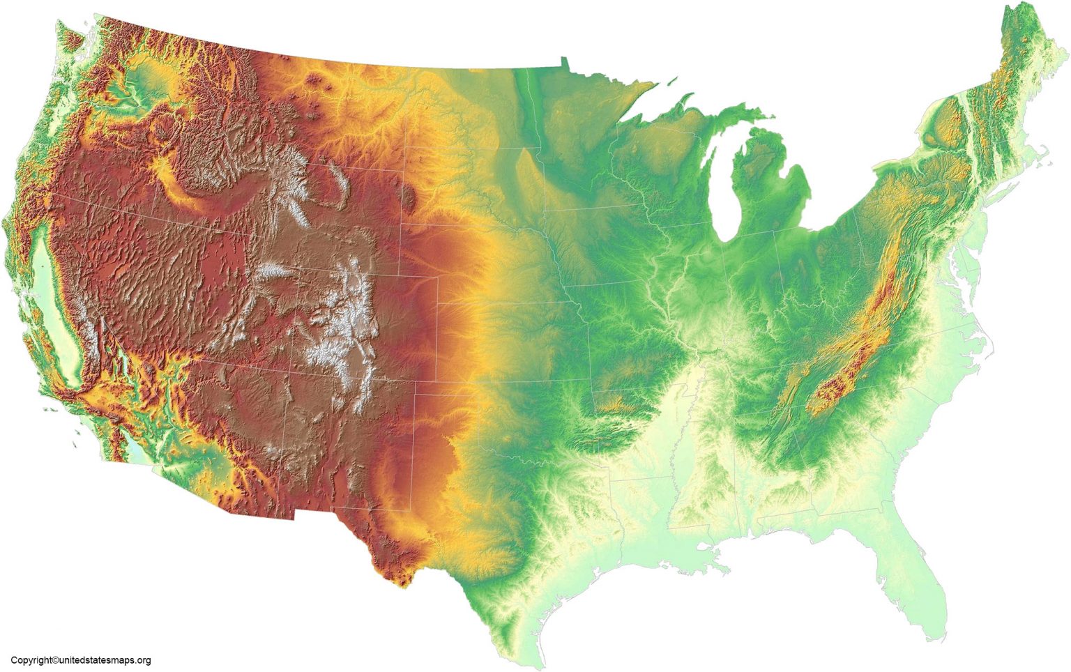US Elevation Map | Elevation Map of USA with Key