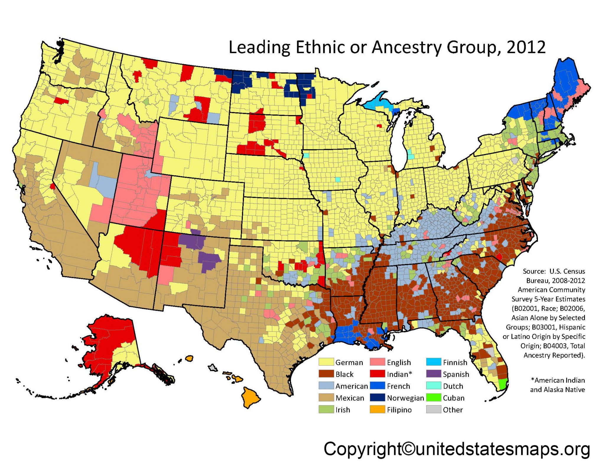 Racial Map of US | Printable Racial Map of USA