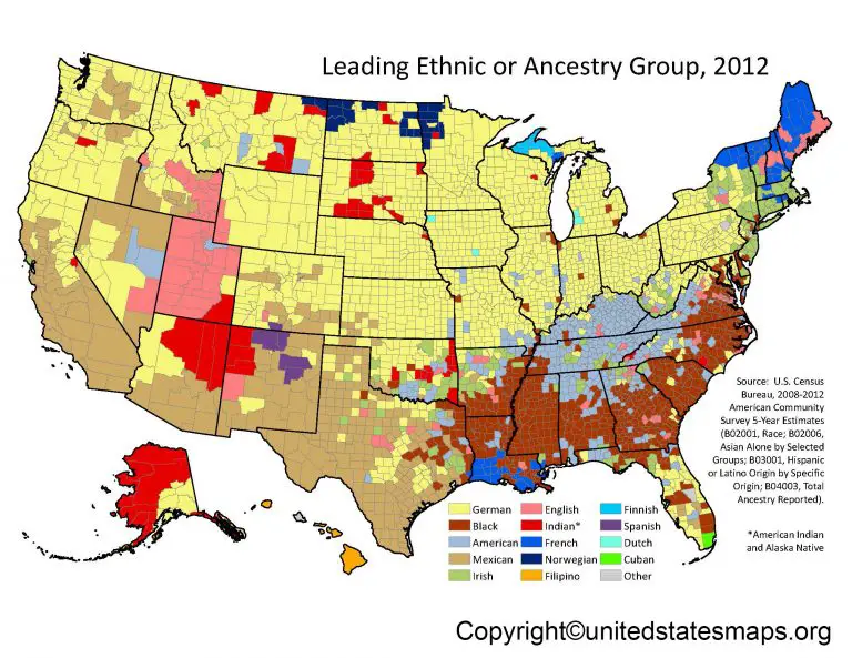 Racial Map of US | Printable Racial Map of USA