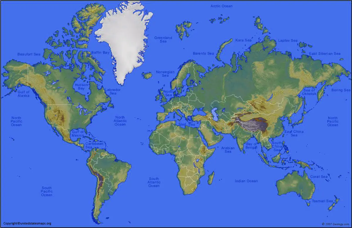 World Physical Map | Physical Map of the World