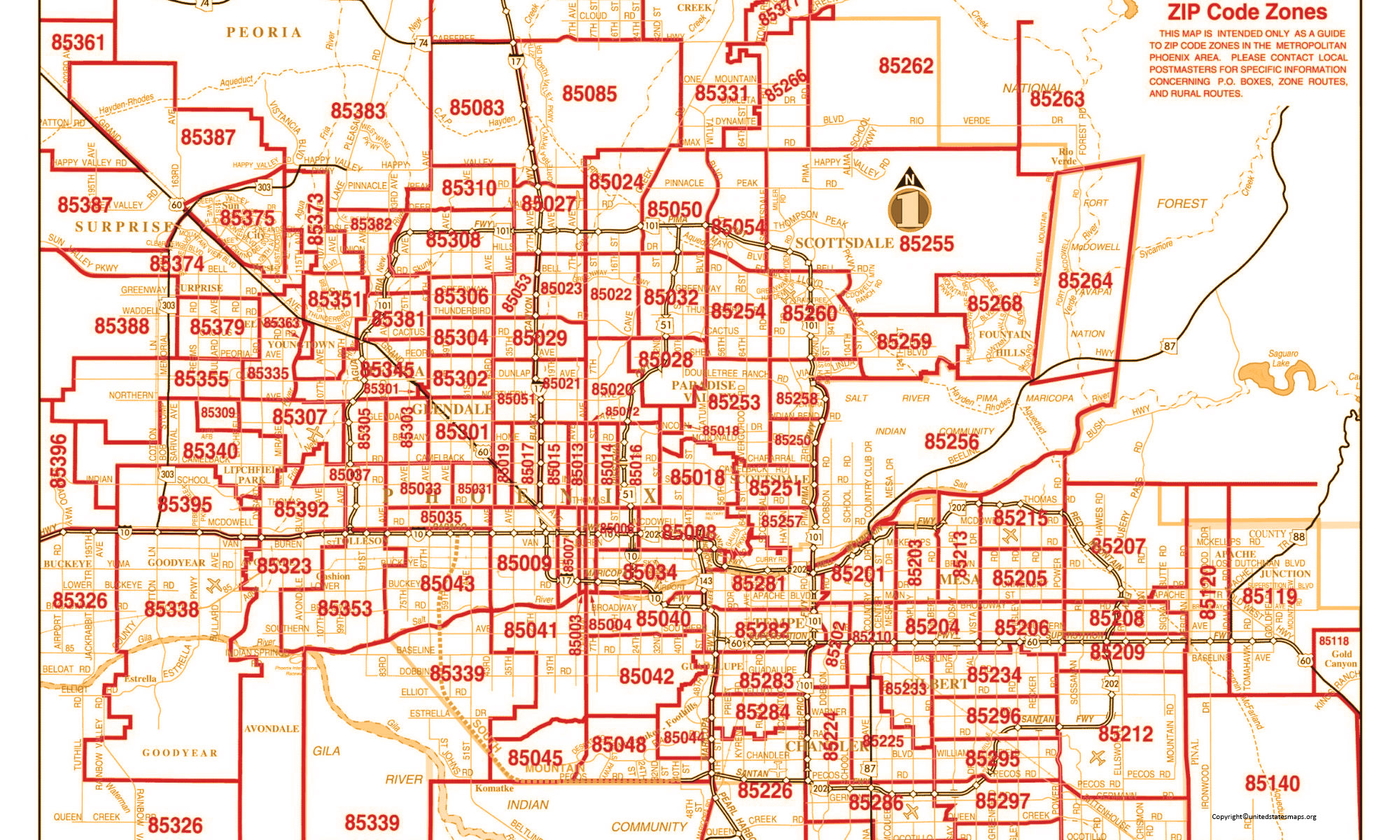 Phoenix Zip Code Map | Map of Phoenix with Zip Codes