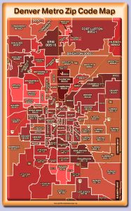 Denver Zip Code Map With Surrounding Areas (Printable)