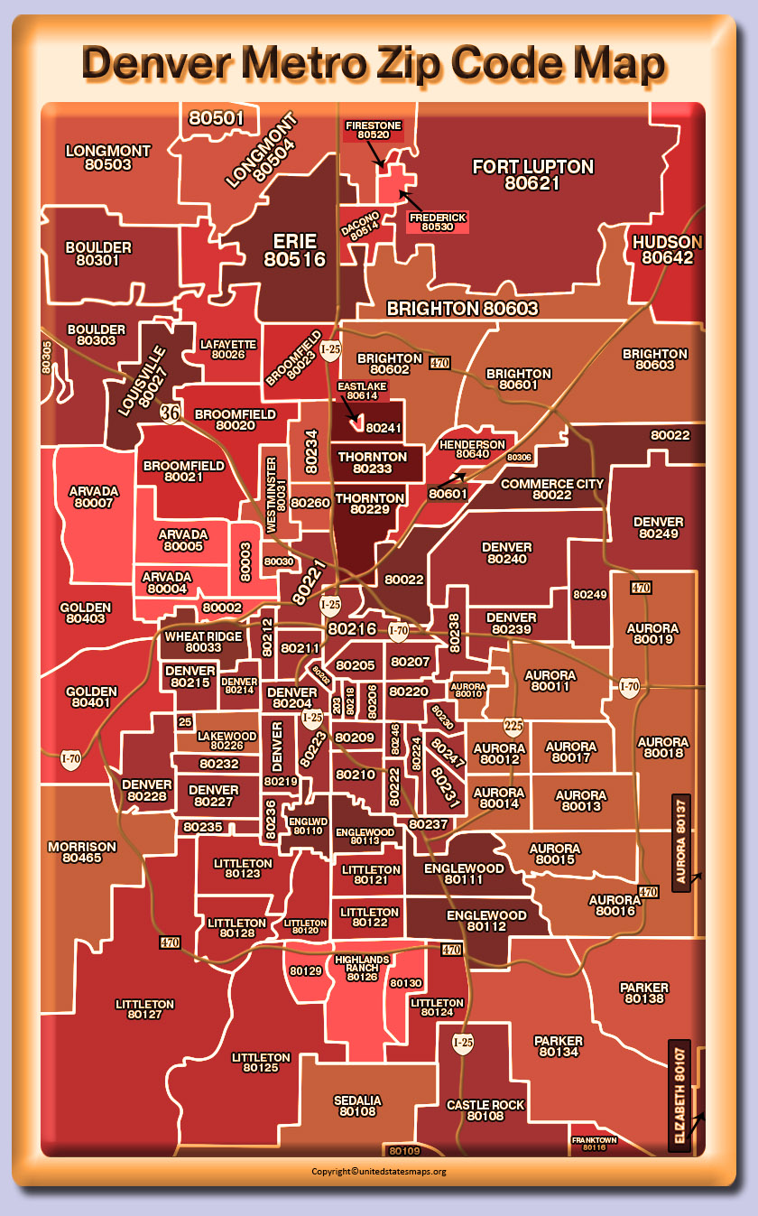 Denver Zip Code Map With Surrounding Areas Printable 