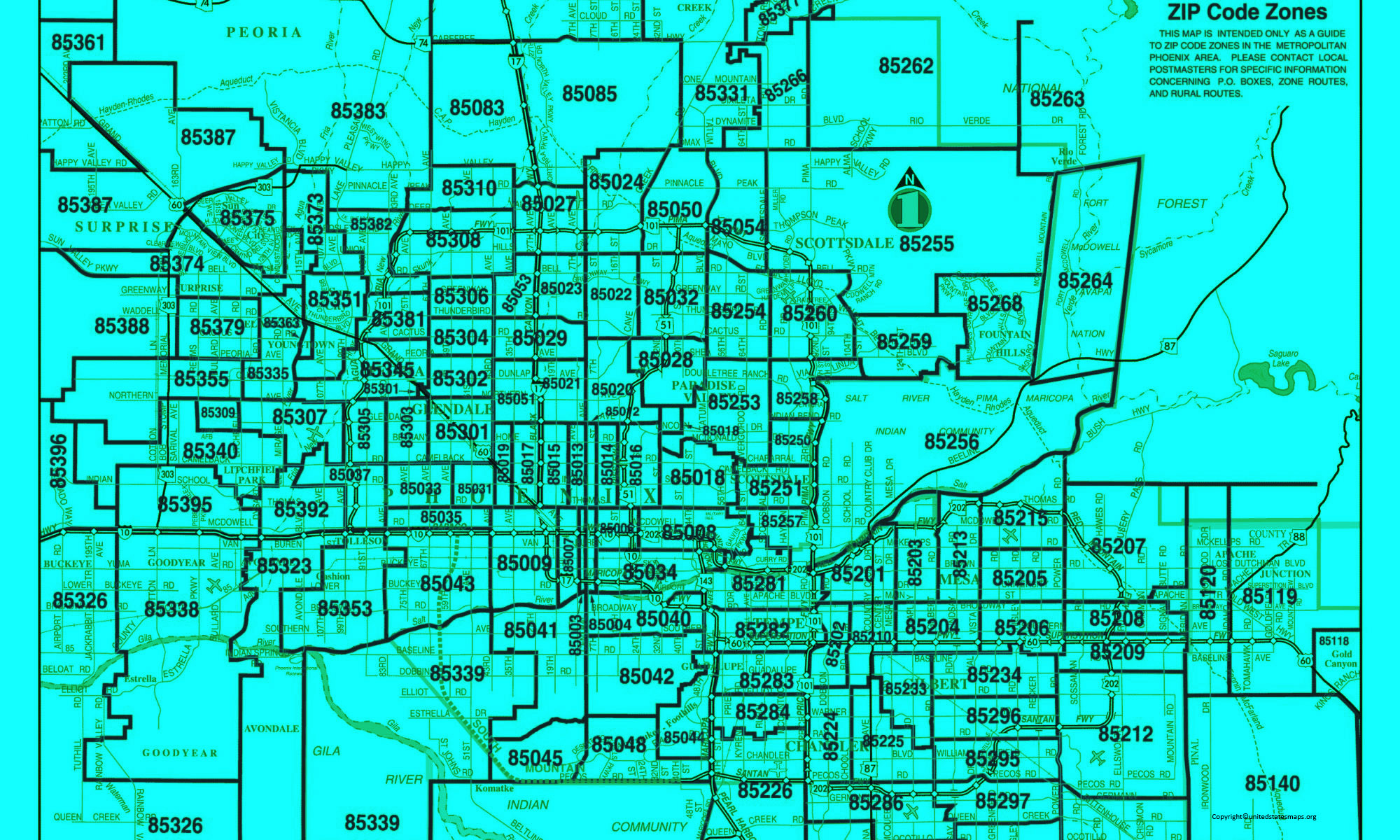 Phoenix Zip Code Map | Map of Phoenix with Zip Codes