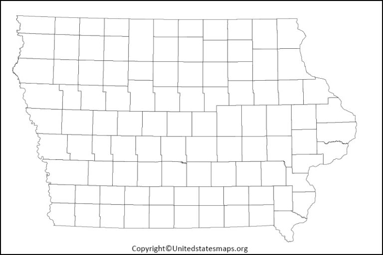 Blank Iowa Map | Printable Map of Iowa in Pdf
