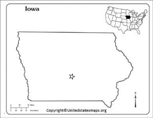 Blank Iowa Map | Printable Map of Iowa in Pdf