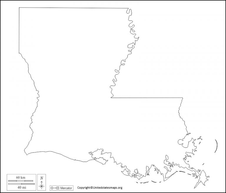 Blank Louisiana Map | Printable Map Of Louisiana in PDF