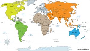 Labeled World Map With Countries, Capitals & Cities in Pdf