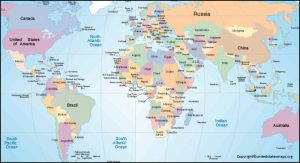 Labeled World Map With Countries, Capitals & Cities in Pdf