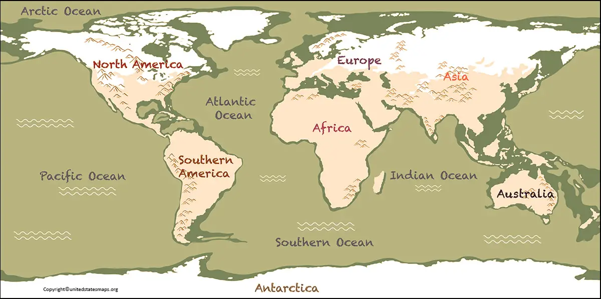 World Map With Oceans | Map Of The World Oceans