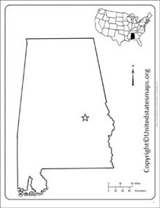 Blank Alabama Map | Printable Map Of Alabama in PDF