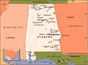 Labeled Alabama Map With Capital And Cities in Pdf