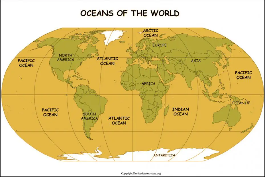 World Map With Oceans | Map Of The World Oceans