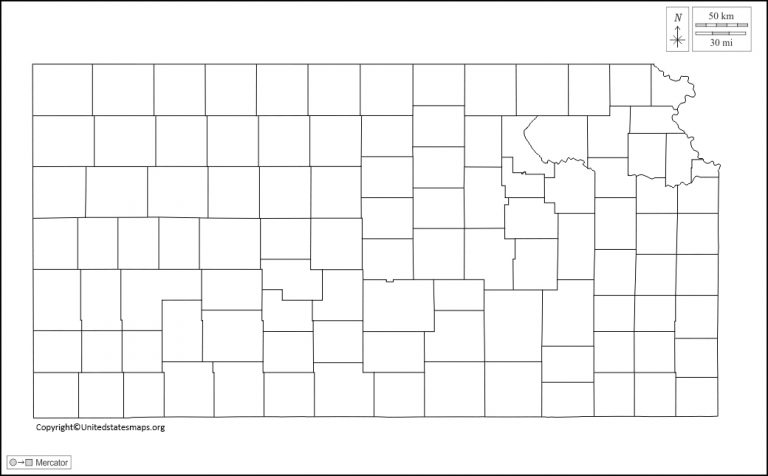 Blank Kansas Map | Printable Map of Kansas in Pdf