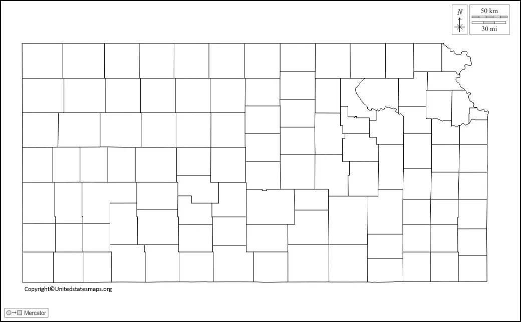 Blank Kansas Map | Printable Map of Kansas in Pdf
