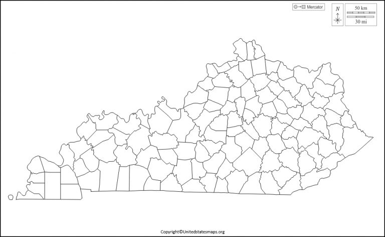 Blank Kentucky Map | Printable Map Of Kentucky in PDF