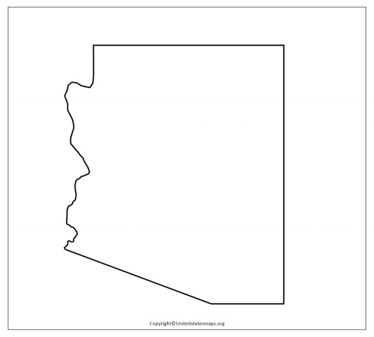 Blank Arizona Map | Printable Map of Arizona in Pdf