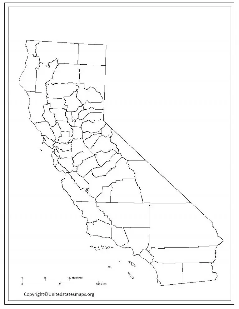 Blank California Map | Printable Map Of California in PDF