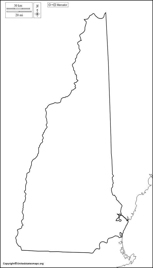 Blank New Hampshire Map | Printable Map Of New Hampshire PDF