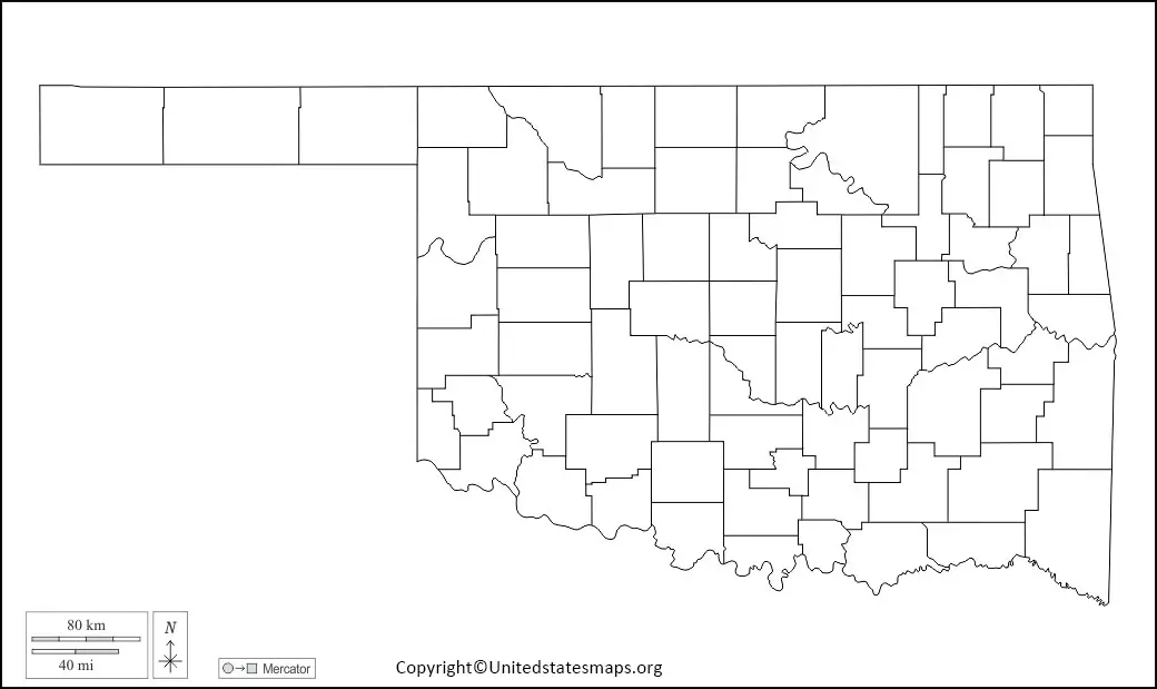 Blank Oklahoma Map | Printable Map Of Oklahoma in PDF
