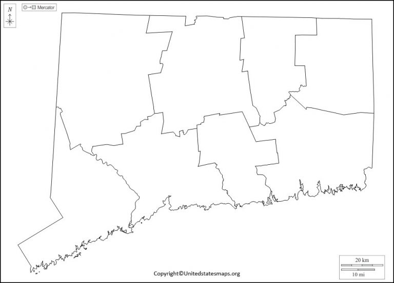 Blank Connecticut Map | Printable Map Of Connecticut in PDF