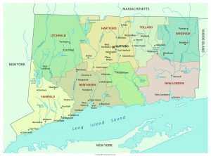 Labeled Connecticut Map With Capital And Cities in Pdf