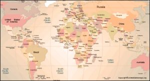 Labeled World Map With Countries, Capitals & Cities in Pdf