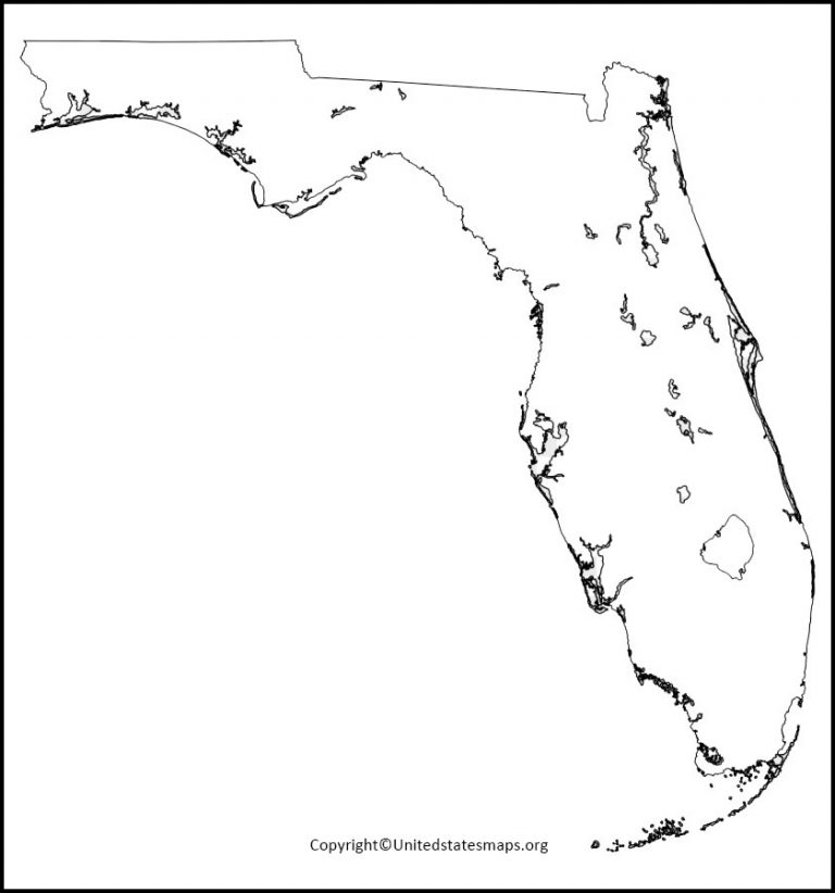 Blank Florida Map | Printable Map Of Florida in PDF