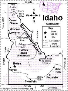 Labeled Idaho Map With Capital & Cities In Pdf