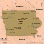 Labeled Iowa Map with Capital & Cities [Free Printable]