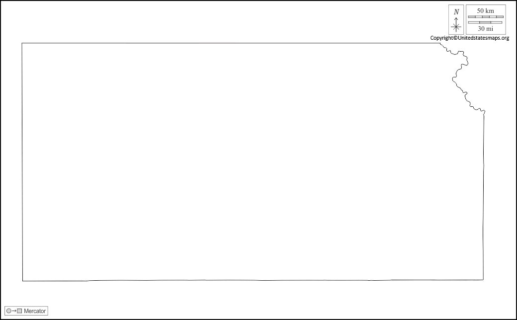 Blank Kansas Map | Printable Map of Kansas in Pdf
